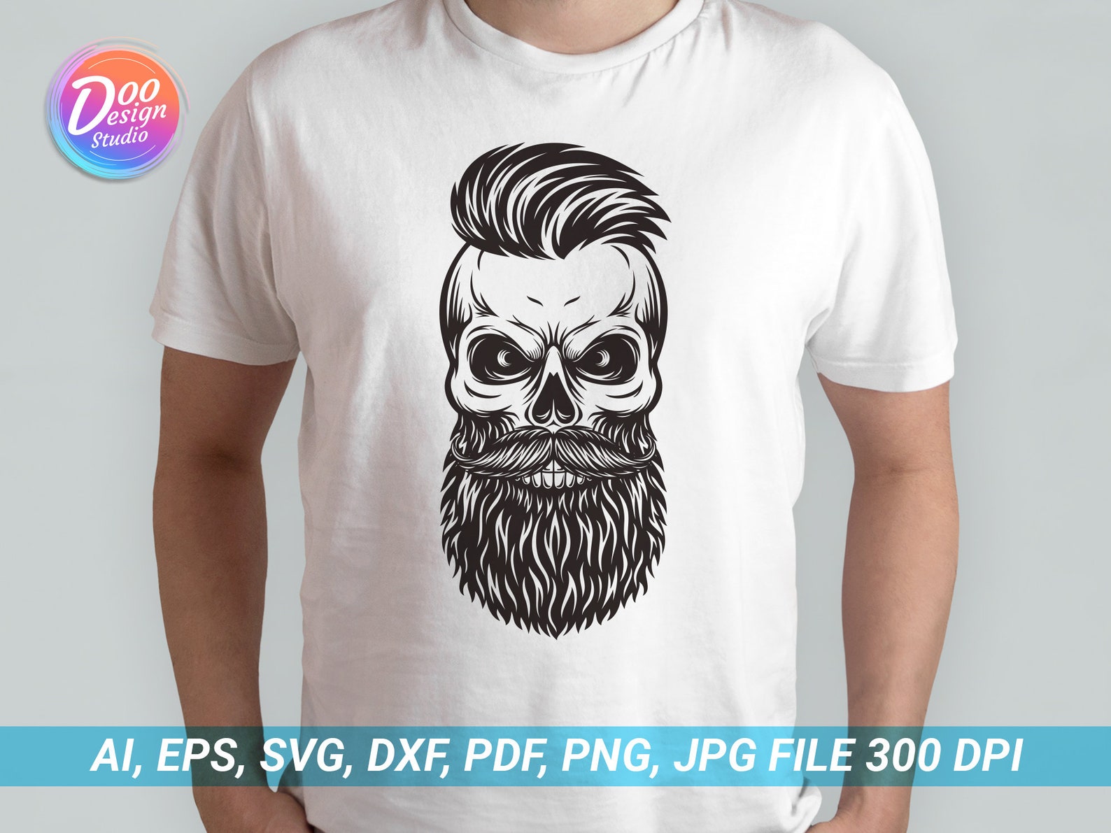 Bearded Skull, Skull Svg, Skull Clipart, Bearded Man Skull Svg, Bearded ...
