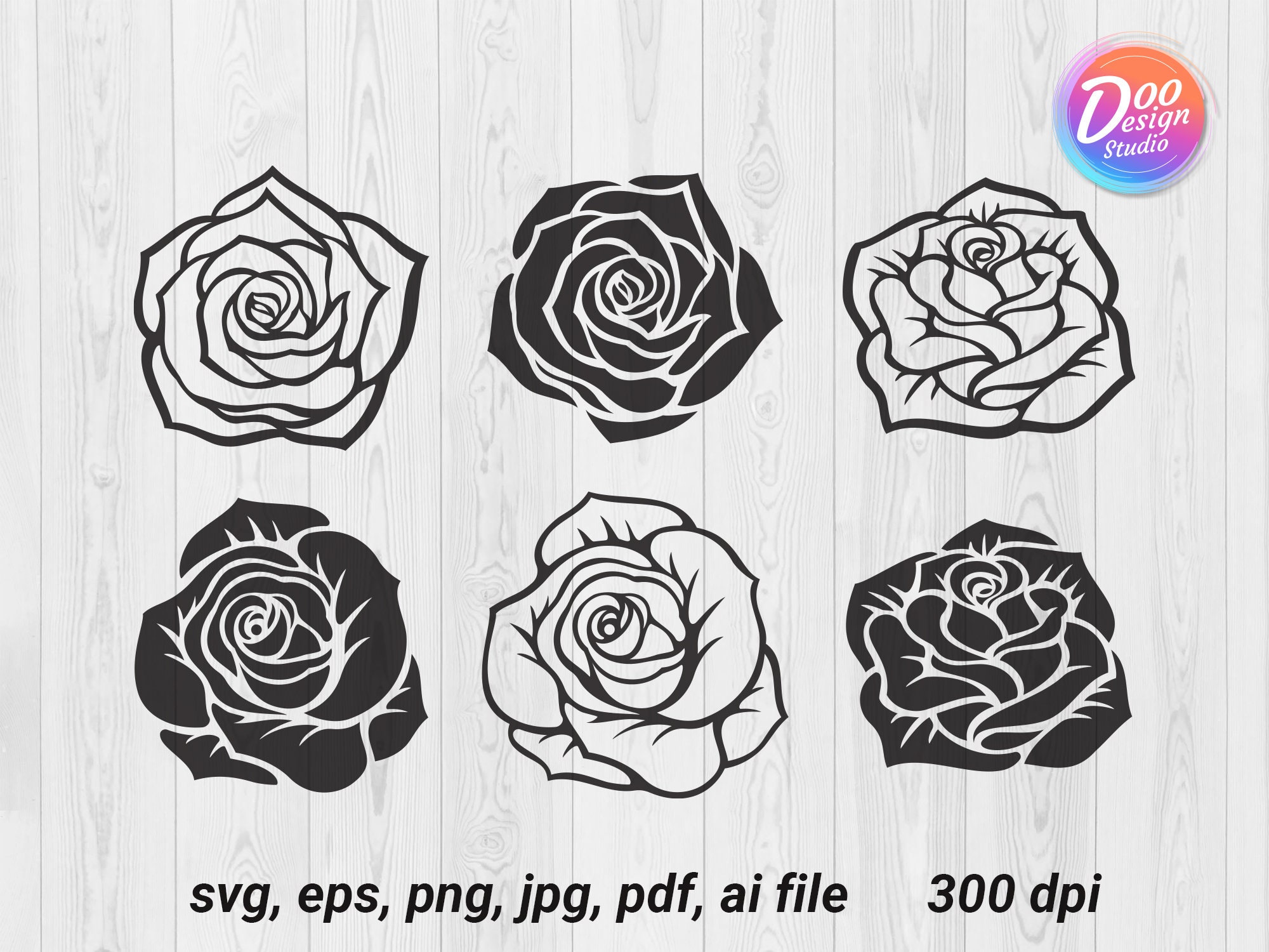 Rose Svg, Rose Bundle Svg, Flower Svg, Rose Silhouette, Flowers Svg ...