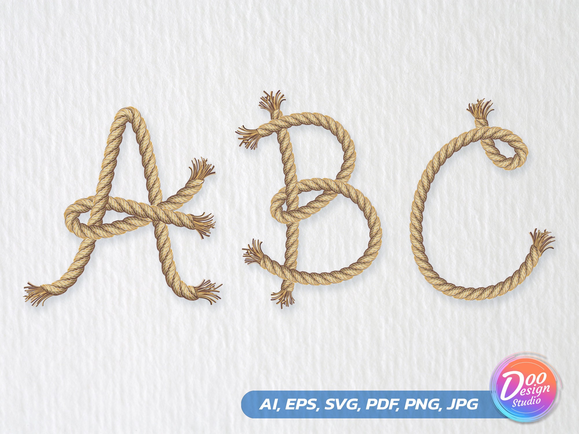 Rope Letters Svg, Fonts Cowboy Svg, Letters Commercial Pdf, Rope Svg ...