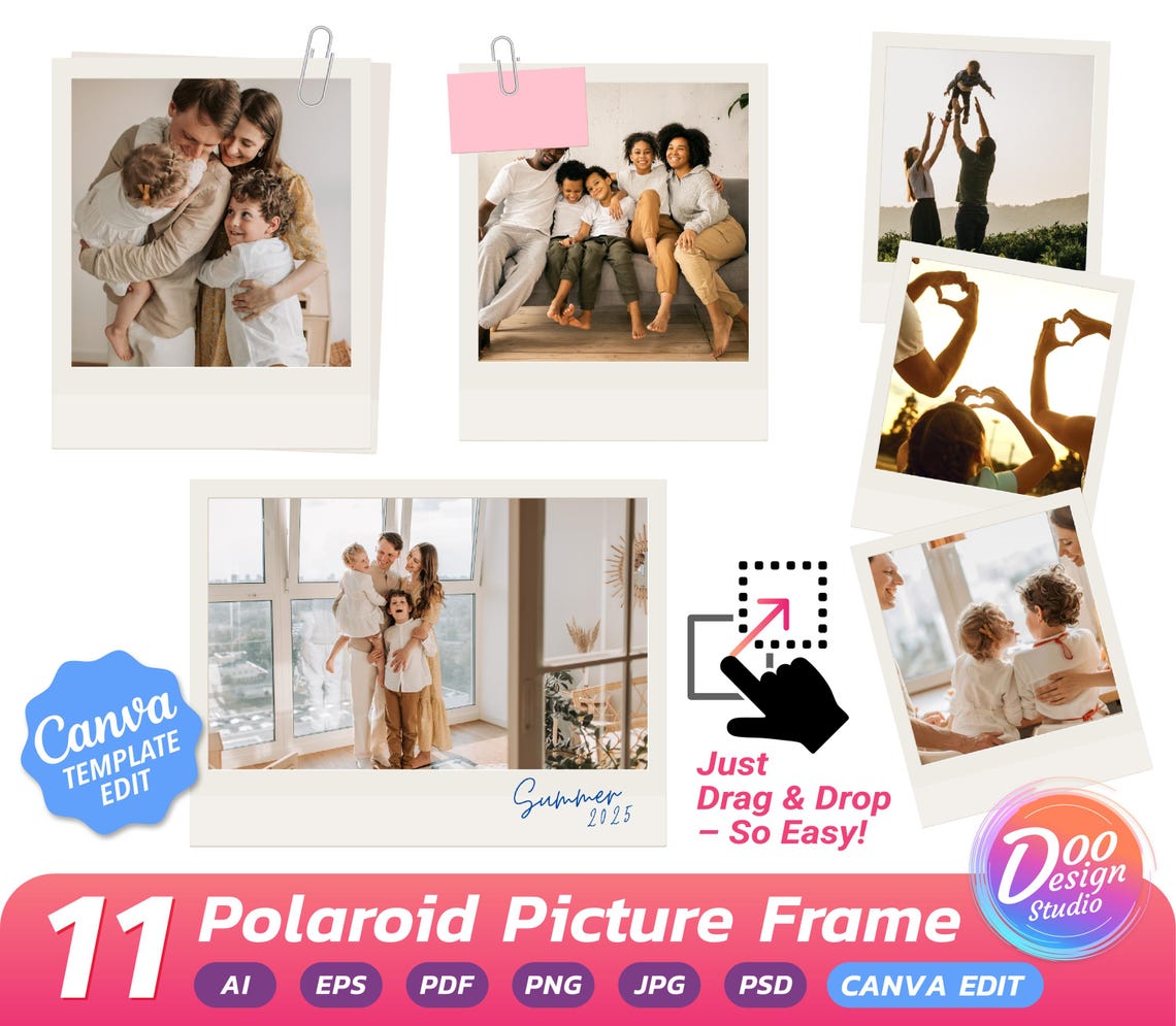 Polaroid Picture Frame Canva Template, Polaroid Photo Template, Custom ...