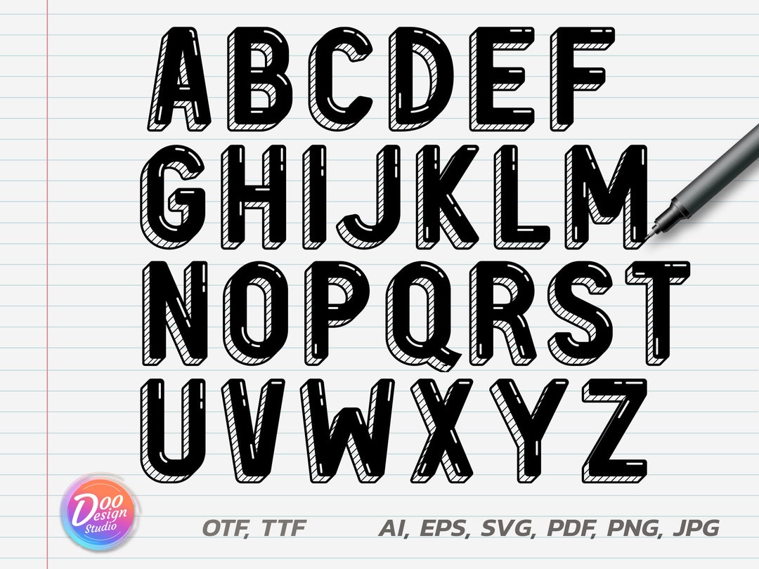 Handwritten 3d Ink Font Alphabet Letter Otf Svg Png, Alphabet Letter ...