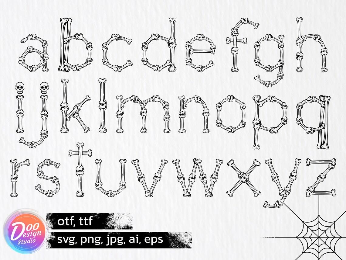 Halloween Font Otf, Halloween Font Svg, Bones Font Otf, Bone Font ...