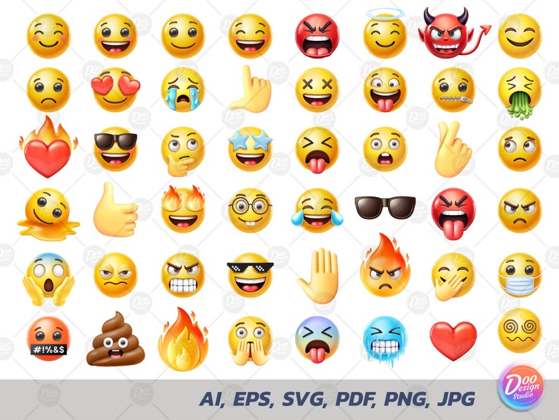 Emoji Face PNG Digital Download, Smileys Emoticons Clipart, Funny ...