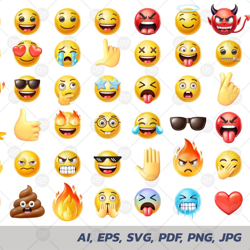 Digital Clipart Emojis - Etsy UK