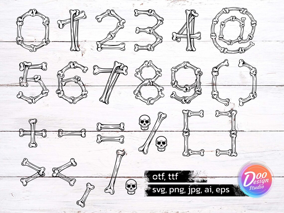 Halloween Font Otf, Halloween Font Svg, Bones Font Otf, Bone Font ...