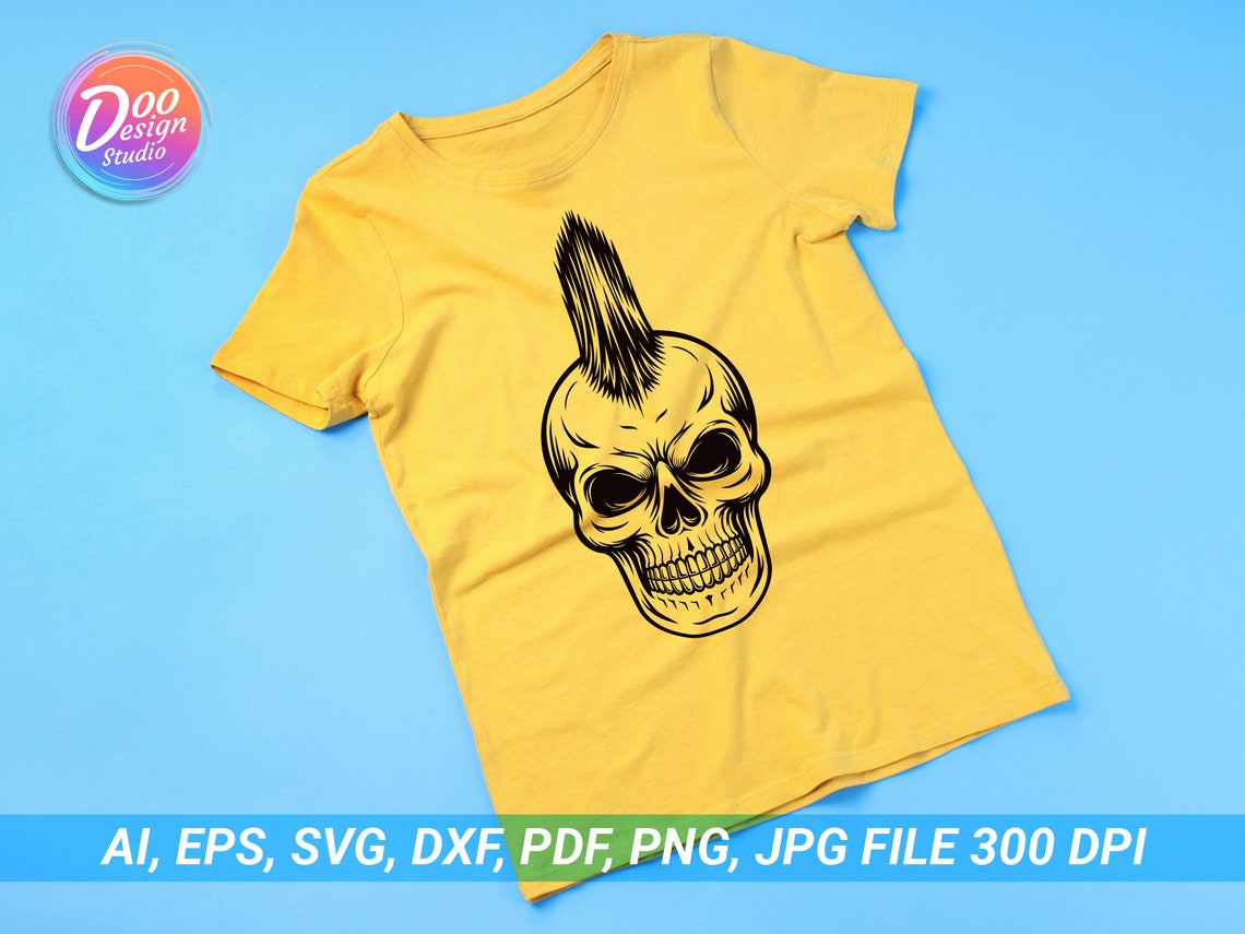 Mohawk Skull Svg, Skull Svg, Skeleton Svg, Skull Clipart, Skull Clip ...