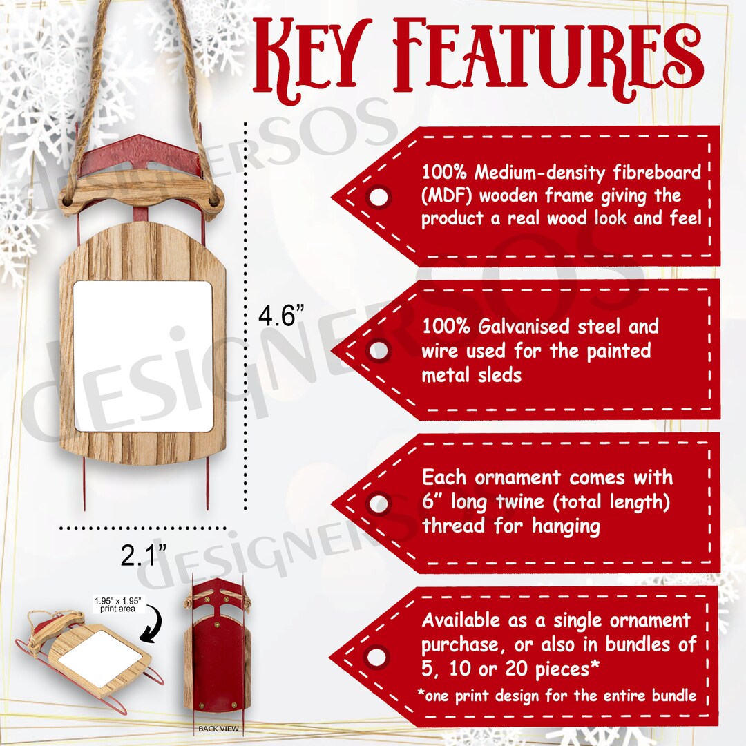 Christmas Sled Ornament Mockup Key Features Info Graphic Festive ...