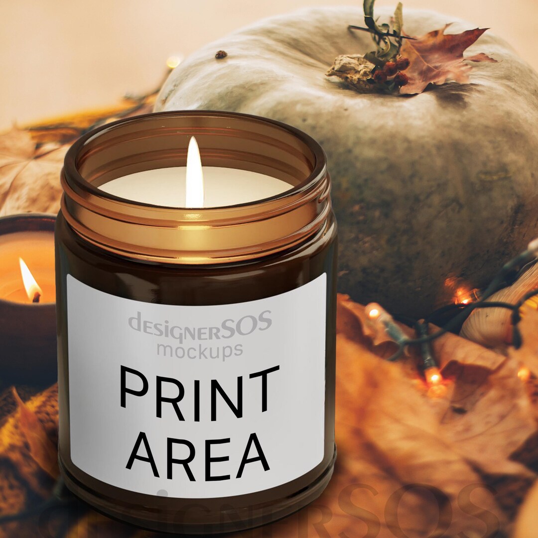 Amber Glass Candle Mockup Label Mockup, Candle Branding, Candle Tag ...