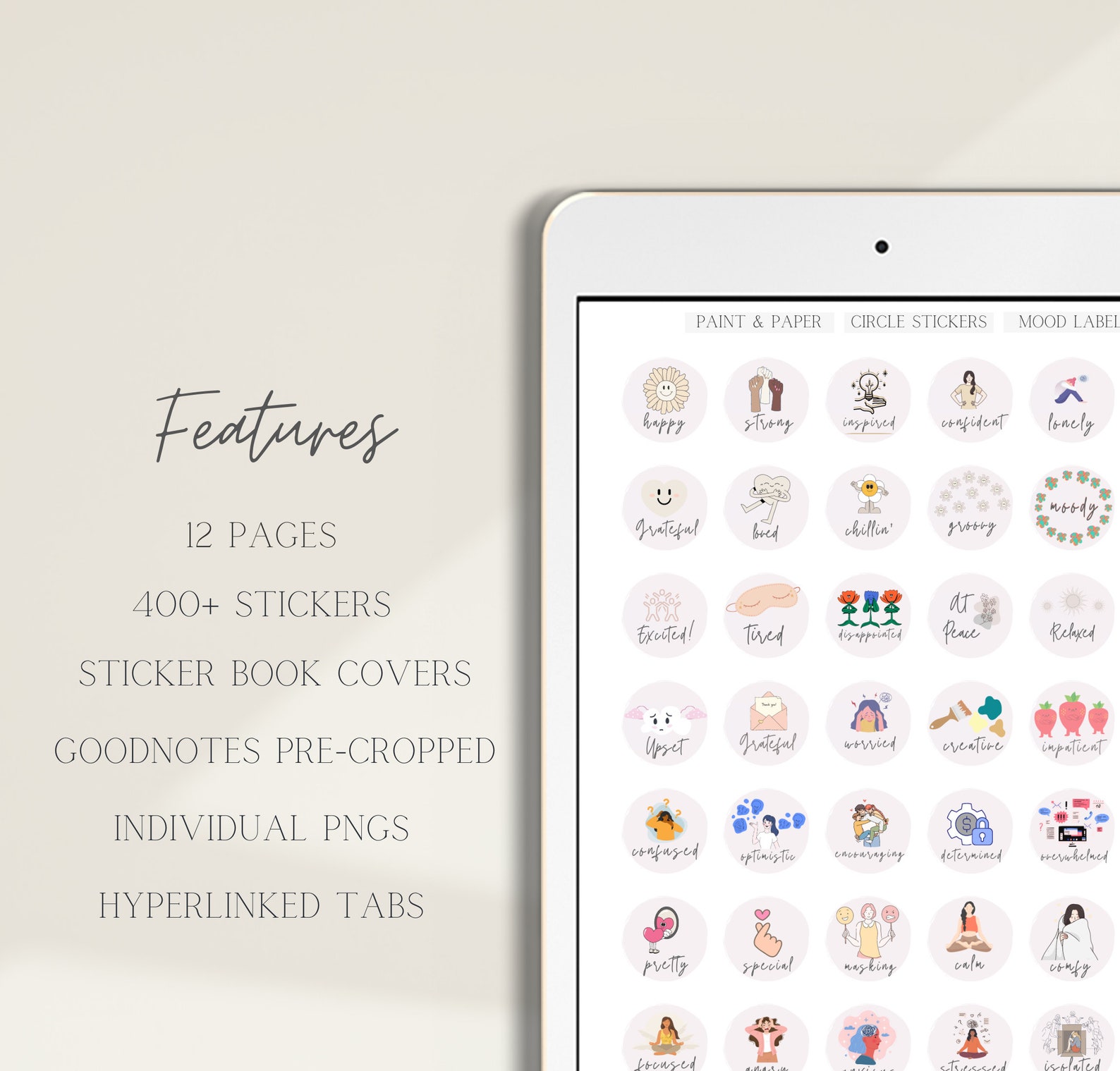 Mood Stickers, Mood Tracker Stickers, Mood Board Stickers, Goodnotes ...