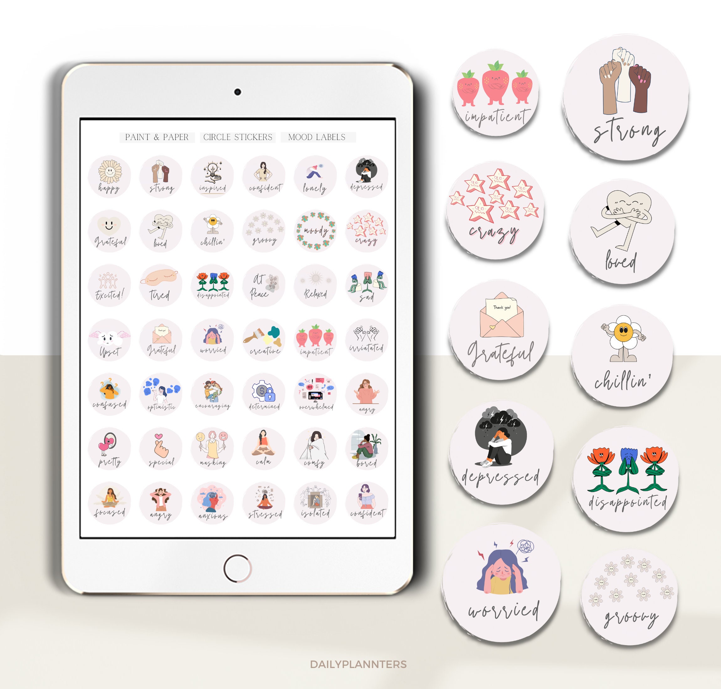 Mood Stickers, Mood Tracker Stickers, Mood Board Stickers, Goodnotes ...