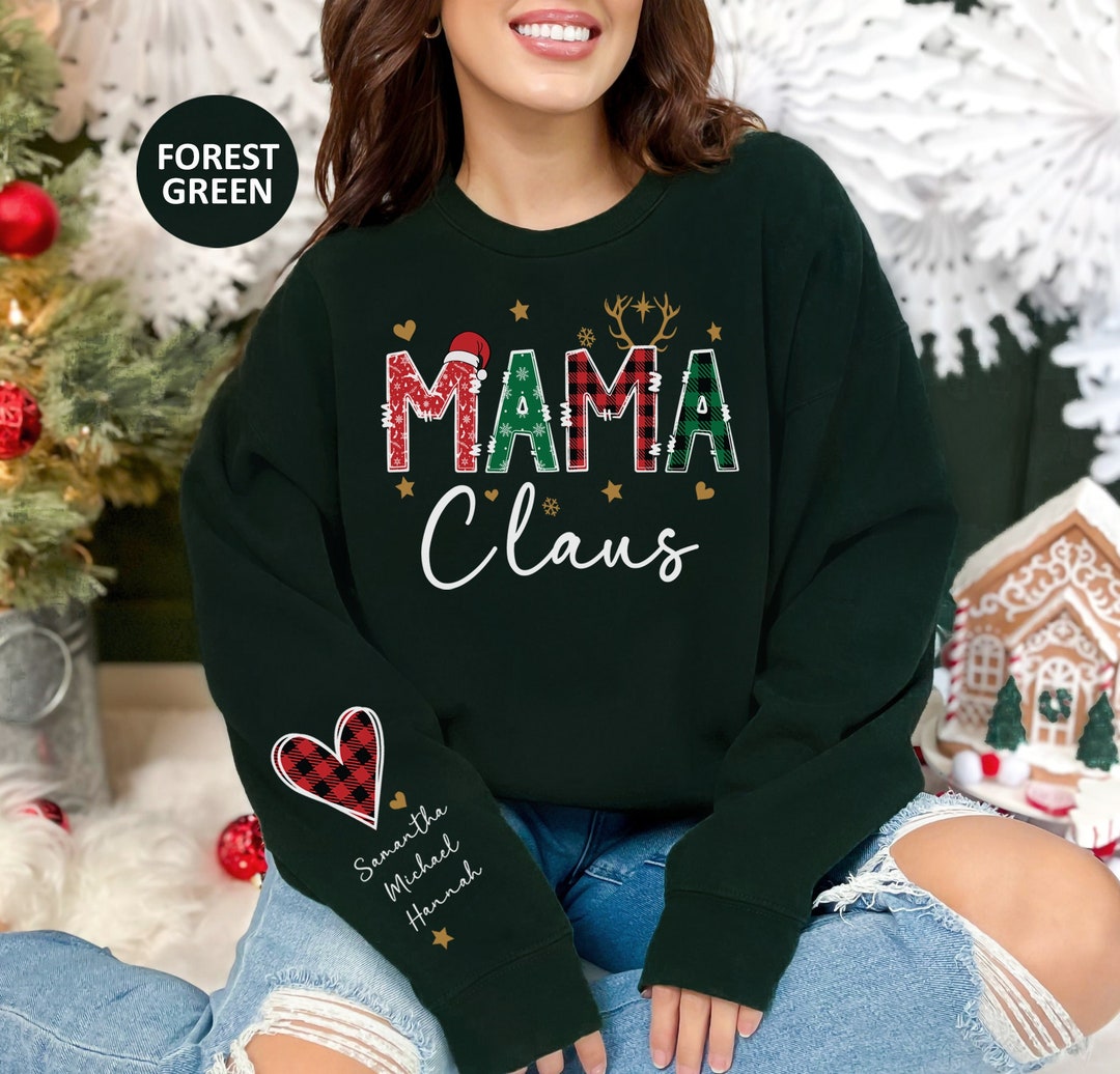 Custom Christmas Mom Sweatshirt, Personalized Christmas Mama Shirt ...