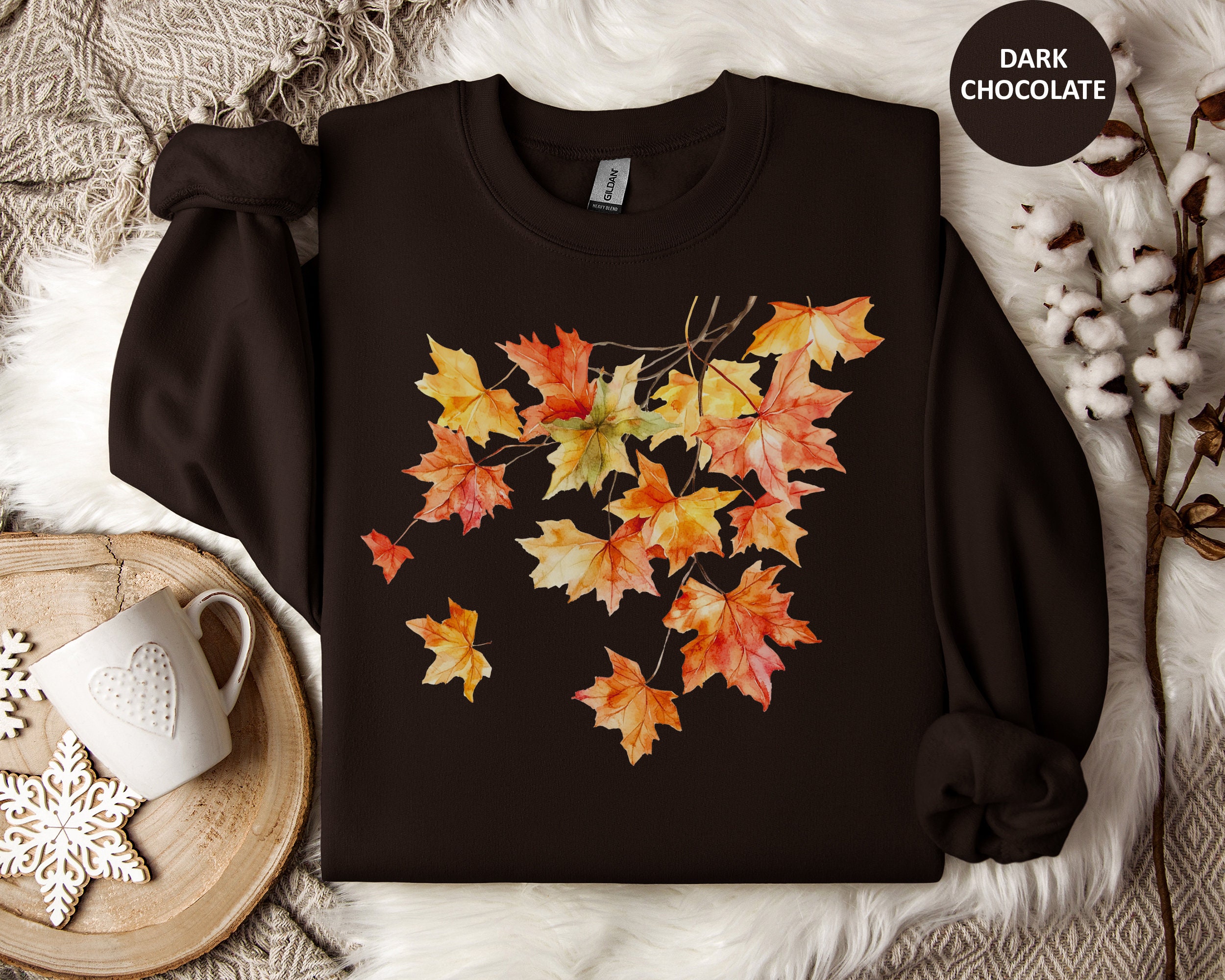 Fall Leaves Sweatshirt, Watercolor Fall Leaf Sweatshirt, Womens Fall ...