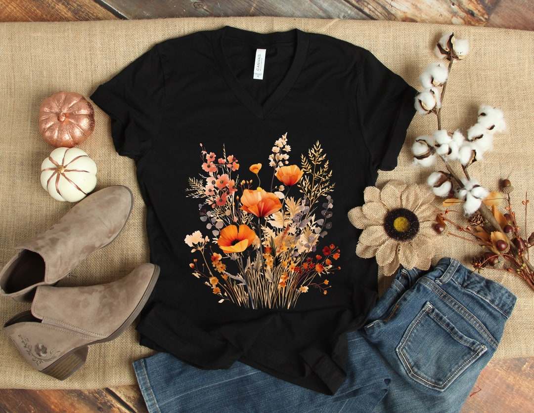 Fall Flower Shirt Gift for Her, Womens Fall Shirts, Fall Watercolor ...