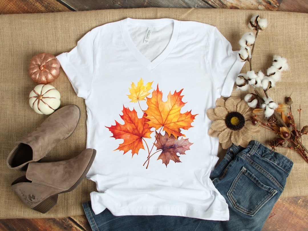 Watercolor Fall Leaves T Shirt, Fall Leaves Tshirt, Womens Fall Shirts ...
