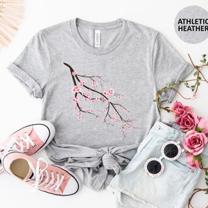 Cherry Blossom T Shirt, Sakura T Shirt, Womens Flower T Shirt, Flower ...