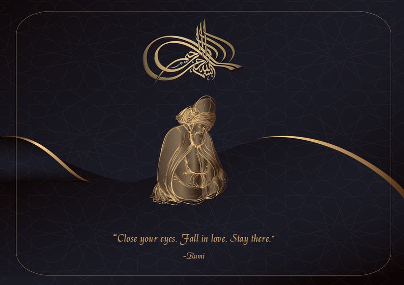 Rumi Love Islamic Quotes Motivational Posters Islamic Wall Art Arabic ...