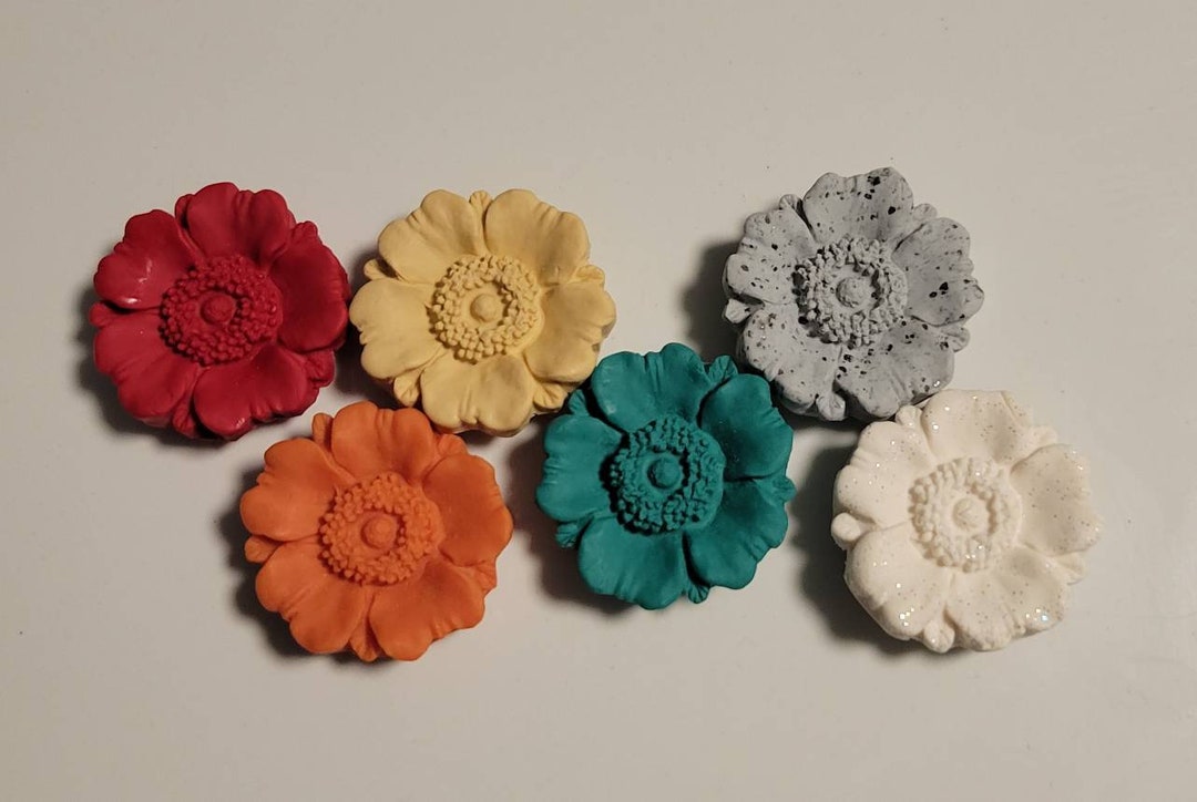 Flower Magnets - Clay Magnets - Poppy Flower- Large Refrigerator ...