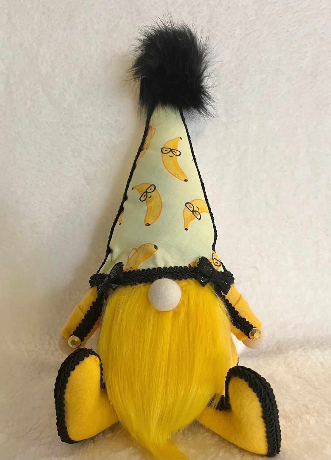Banana Whimsical Yellow Gnome, Fruit Funny Gnome, Large Sitting Gnome ...