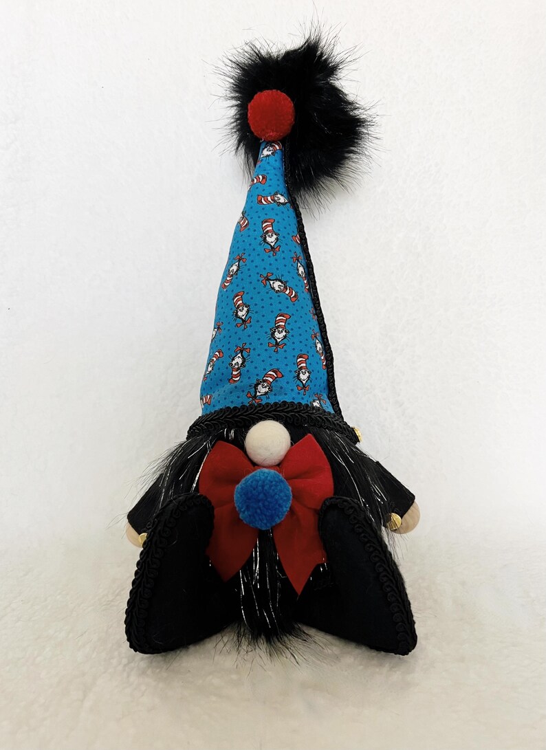Dr. Seuss Inspired Cat in the Hat Gnome, Whimsical Home Decor, Unique ...