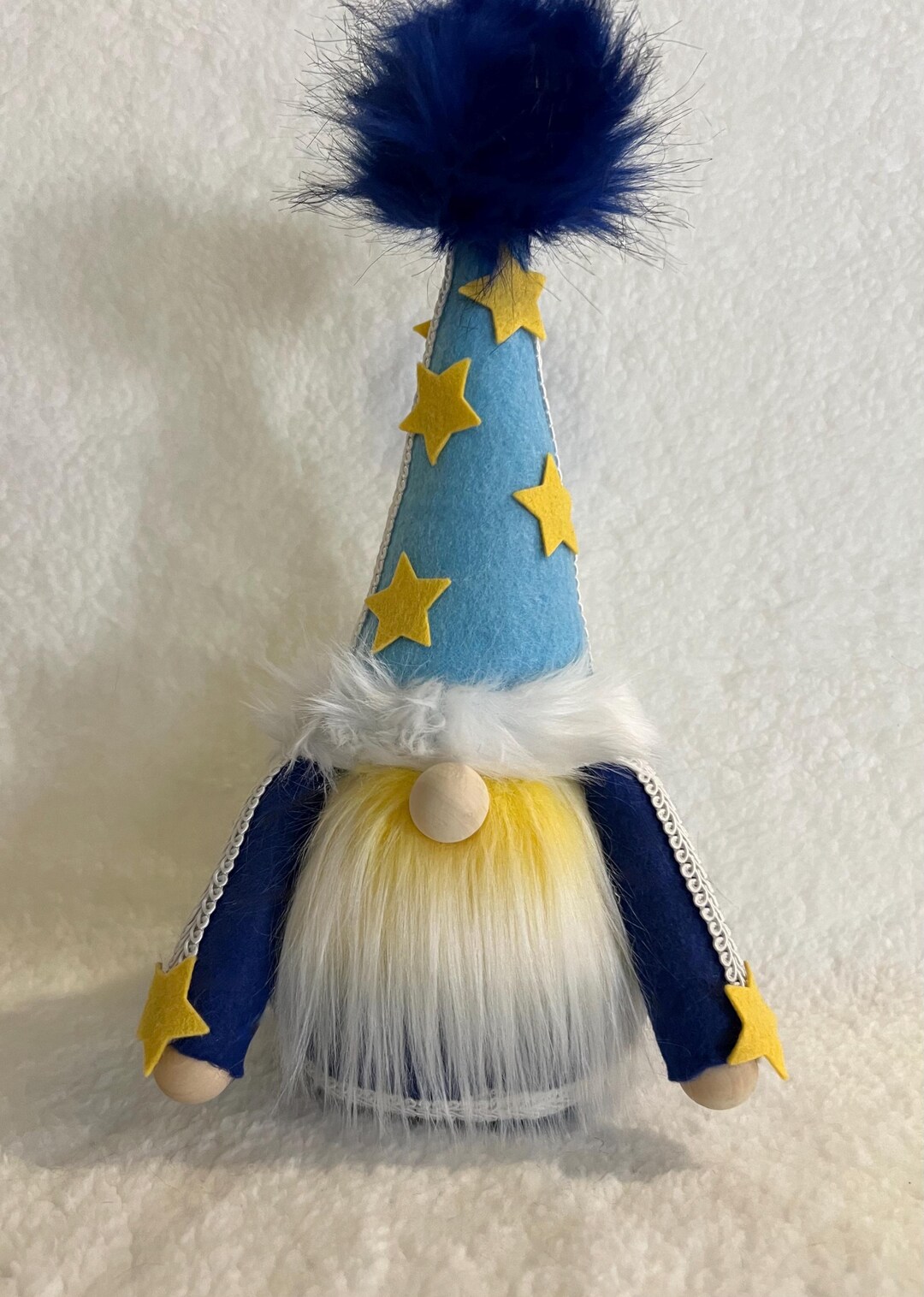 Starry Gnome, Sky Gnome, Blue and Yellow Gnome, Whimsical Handmade ...
