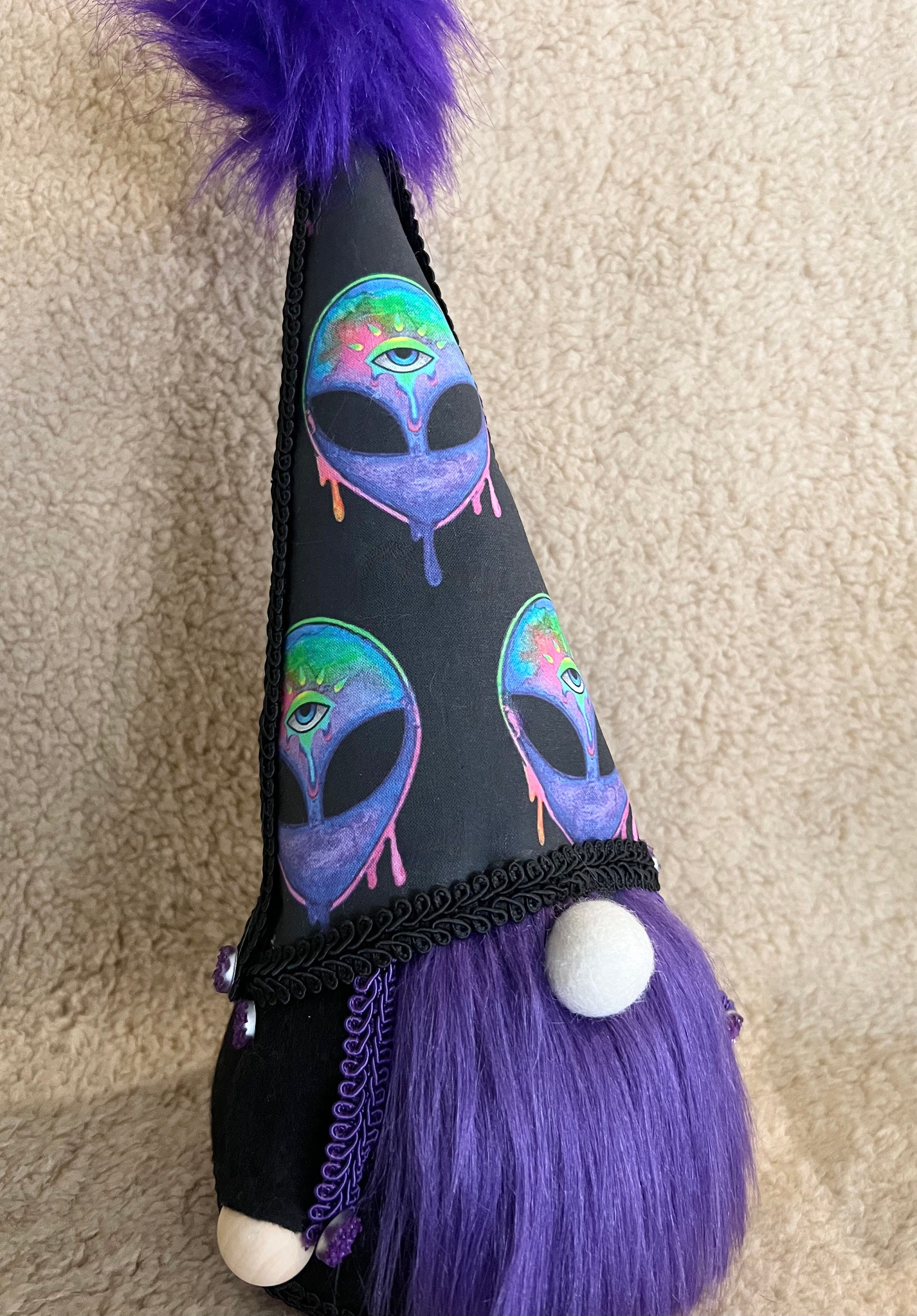 Purple Alien Handmade Gnome, UFO Whimsical Gnome, Tiered Tray - Etsy