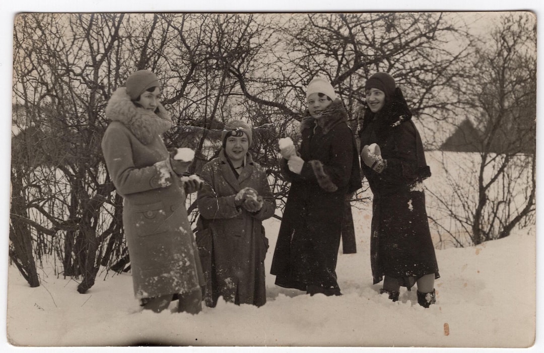 First Snow, 1930s, Vintage Photo, RPPC - Etsy