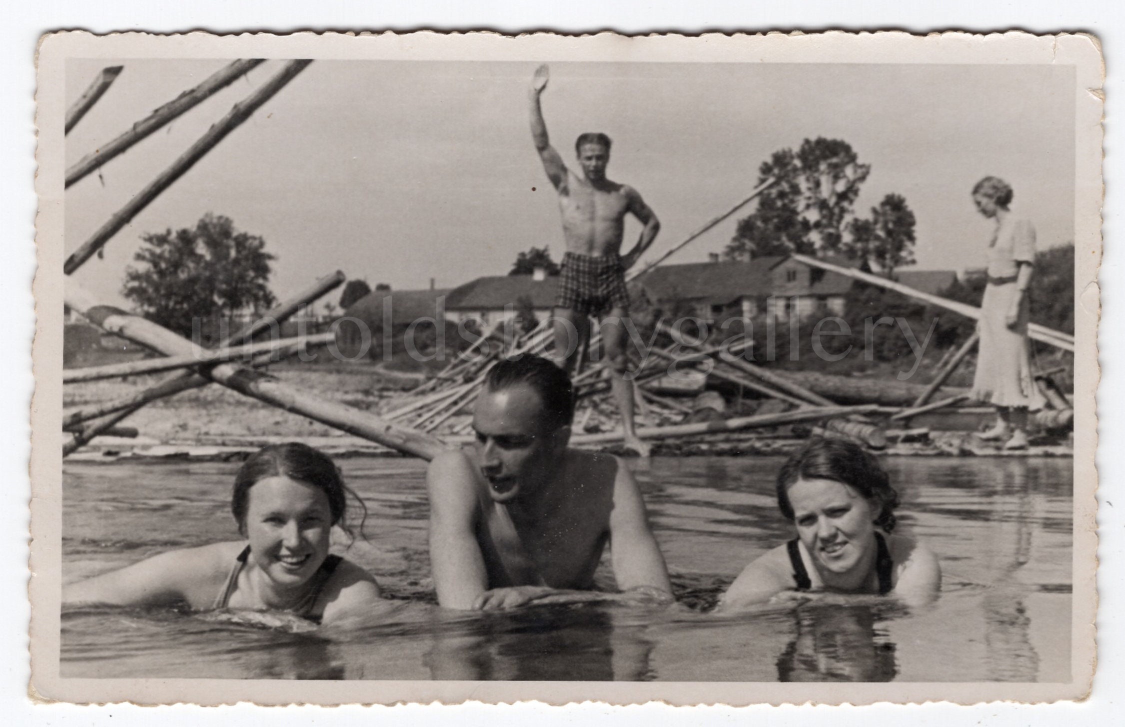 Swimming With Logs 1930s Vintage Photo - Etsy