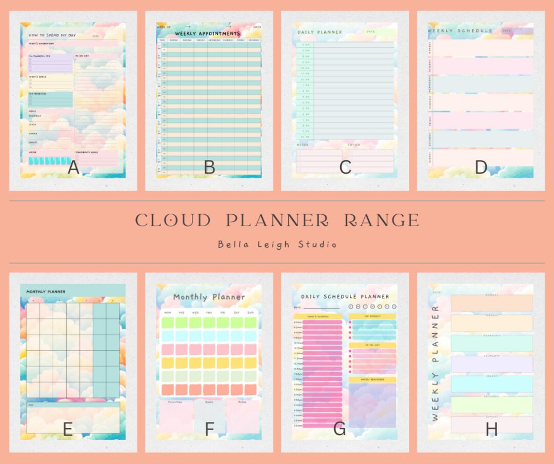 Range of Planners Meal Plan to Do List Daily Schedule - Etsy