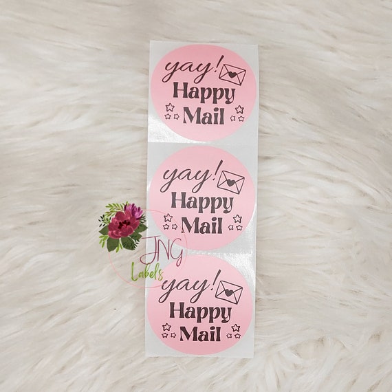 Pink Happy Mail Stickers Small Business Shop Small Package - Etsy