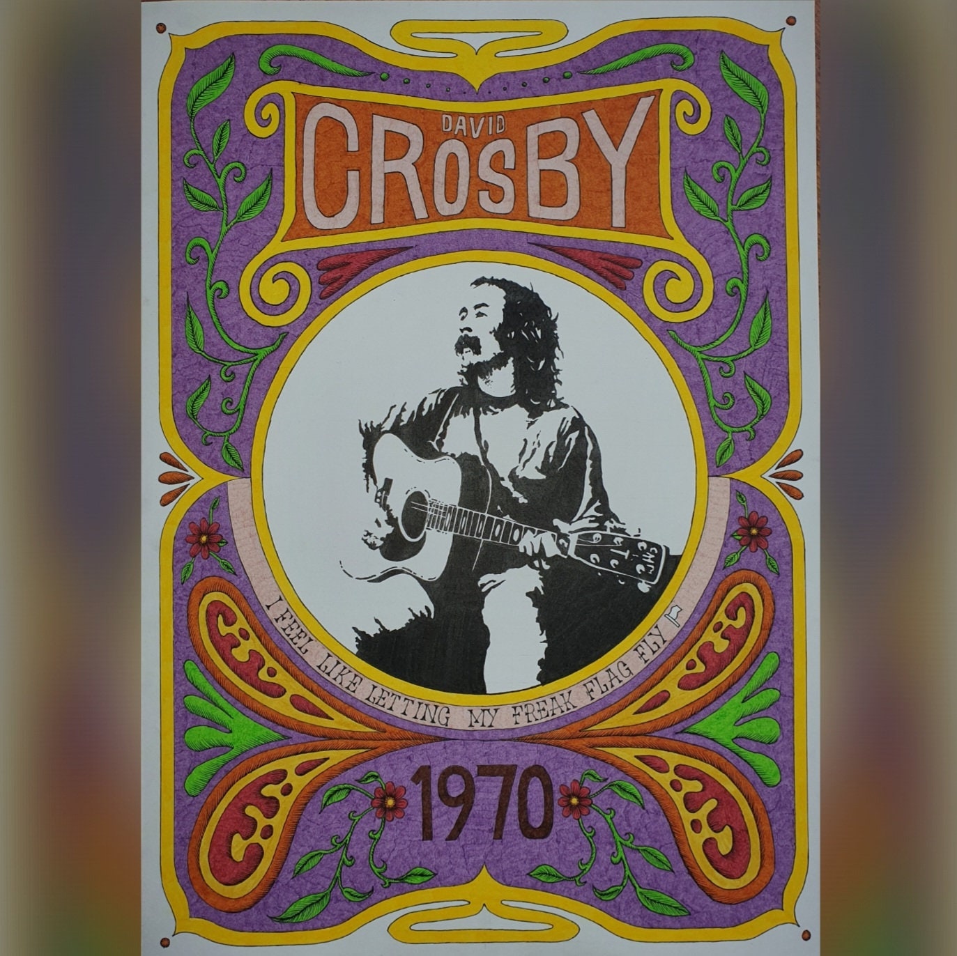 David Crosby Original Poster Style Drawing A3. - Etsy