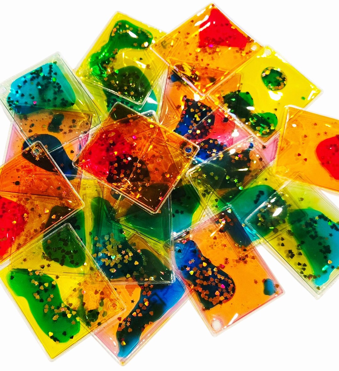 Mini Liquid Motion Sensory Keychains (20): Fidget Toy Bag Tag, Squish ...