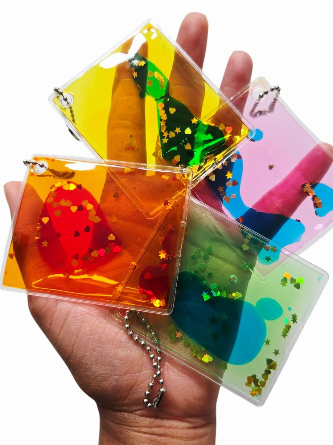 Mini Liquid Motion Sensory Keychain: Fidget Toy Bag Tag - Etsy