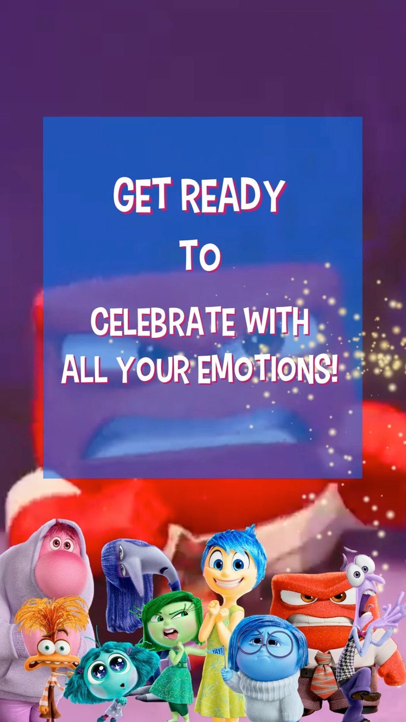 INSIDE OUT 2, Digital Invitation, Electronic Inside Out Birthday ...