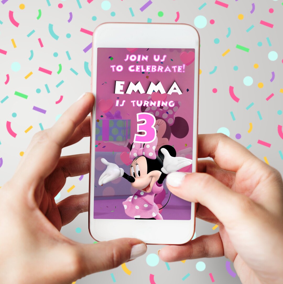 Minnie Mouse Invitation, Minnie Mouse Video Invitation, Minnie Mouse ...