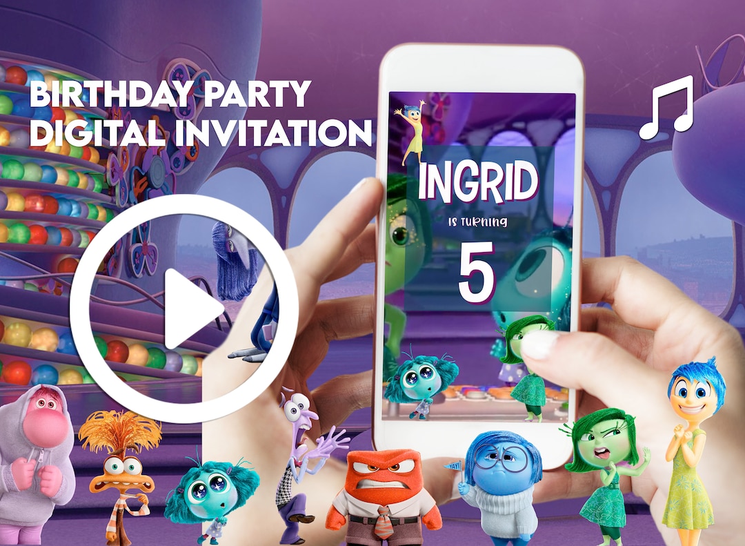 INSIDE OUT 2, Digital Invitation, Electronic Inside Out Birthday ...