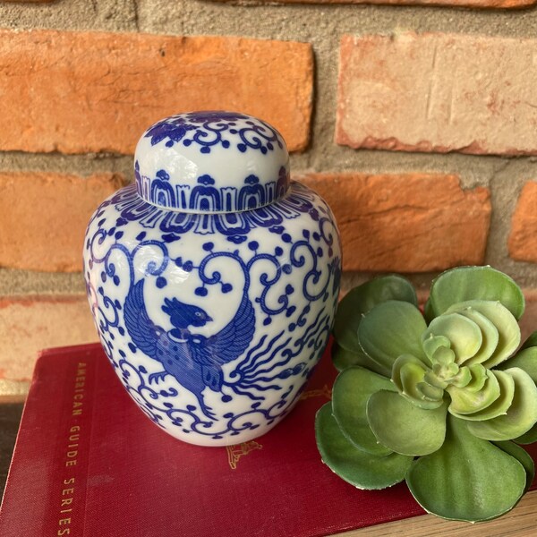 Blue and White Porcelain Ginger Jar - Etsy