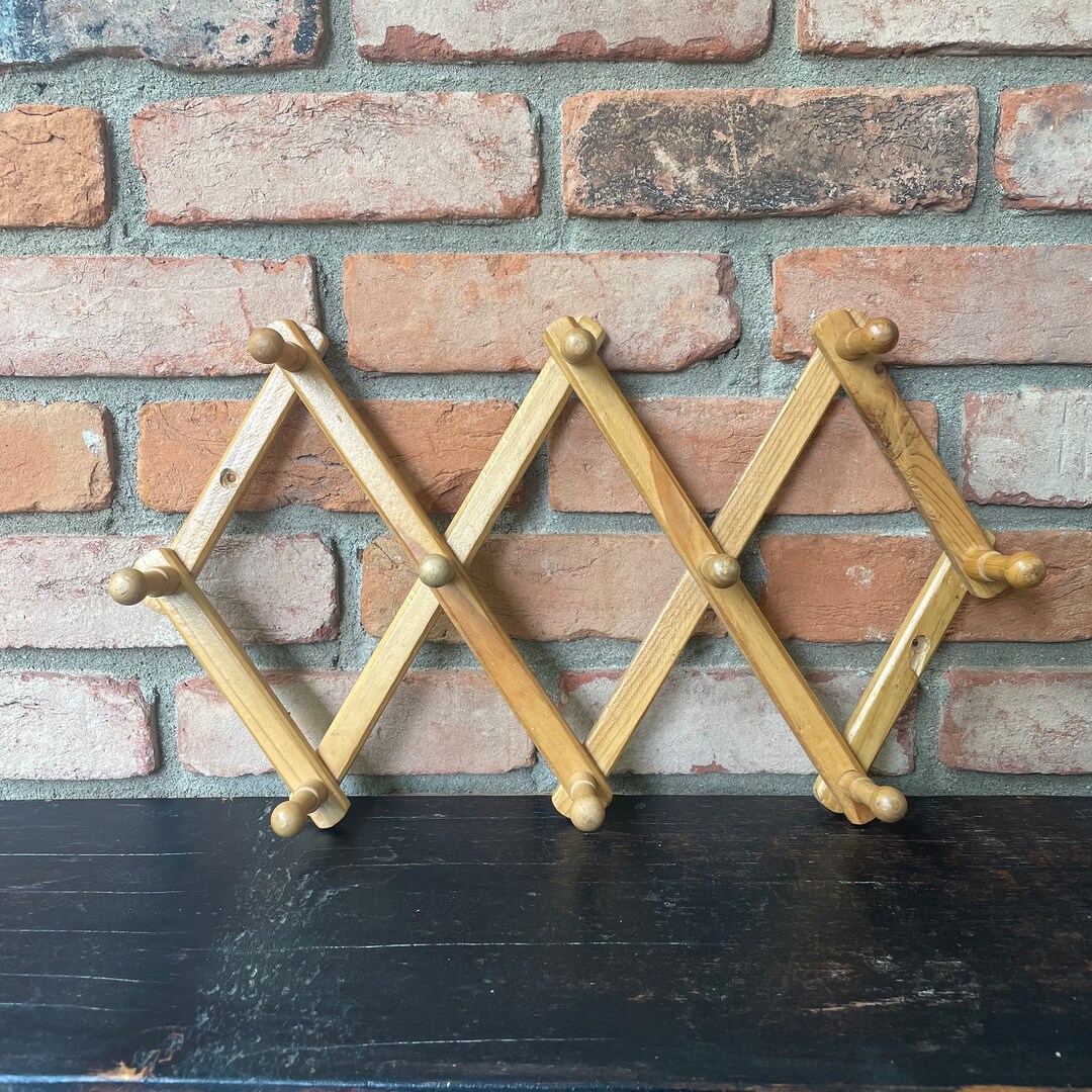 Wooden Accordion Peg Rack Vintage Wood 10 Peg Hanging Rack - Etsy