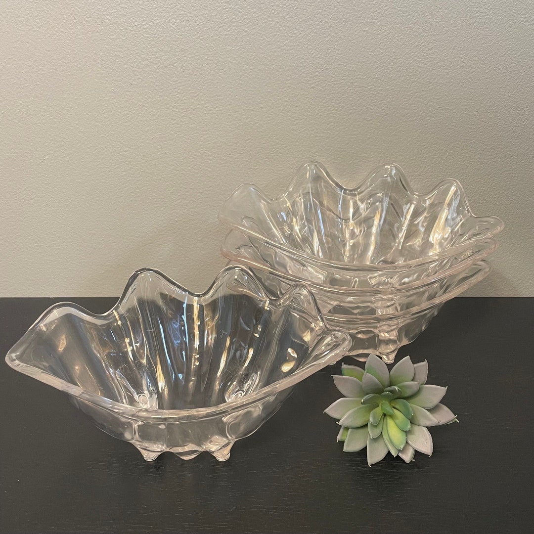 Large Acrylic Clam Shell Bowls Set of 4 Clear Lucite Giant Clam Shell ...