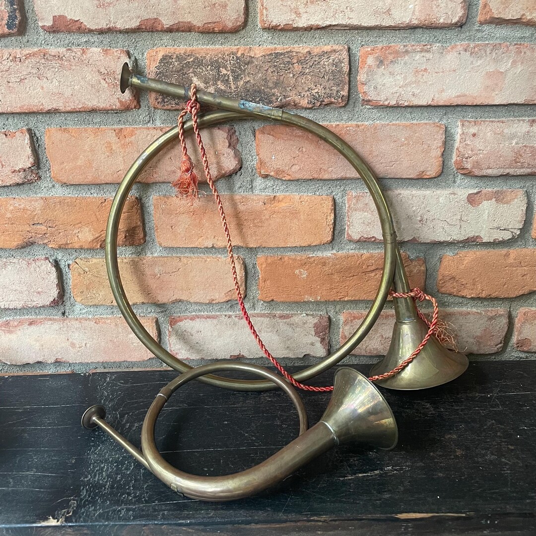 Collection of 2 Brass Hunting Horns - Brass Christmas Decor French ...