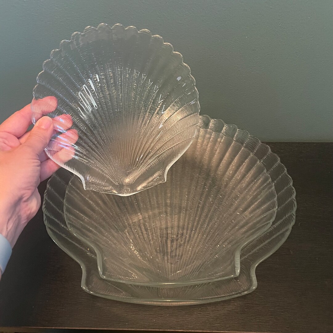 Vintage Arcoroc Glass Scallop Platters Plates Set of 3 Art Deco Revival ...