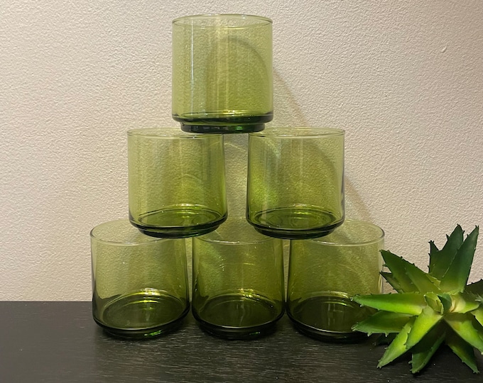 Set of 6 Anchor Hocking Finlandia Glassware - Avocado Green Cocktail ...