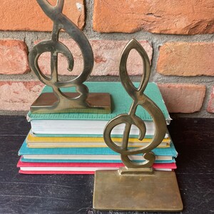 Brass Treble Clef Music Note Bookends Set of 2 Vintage Brass Music Note ...
