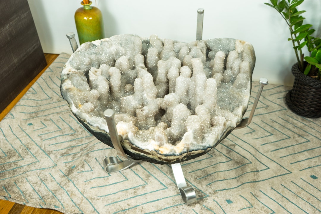 Rare Stalactite Amethyst Geode Coffee Table With Handmade Base and X ...