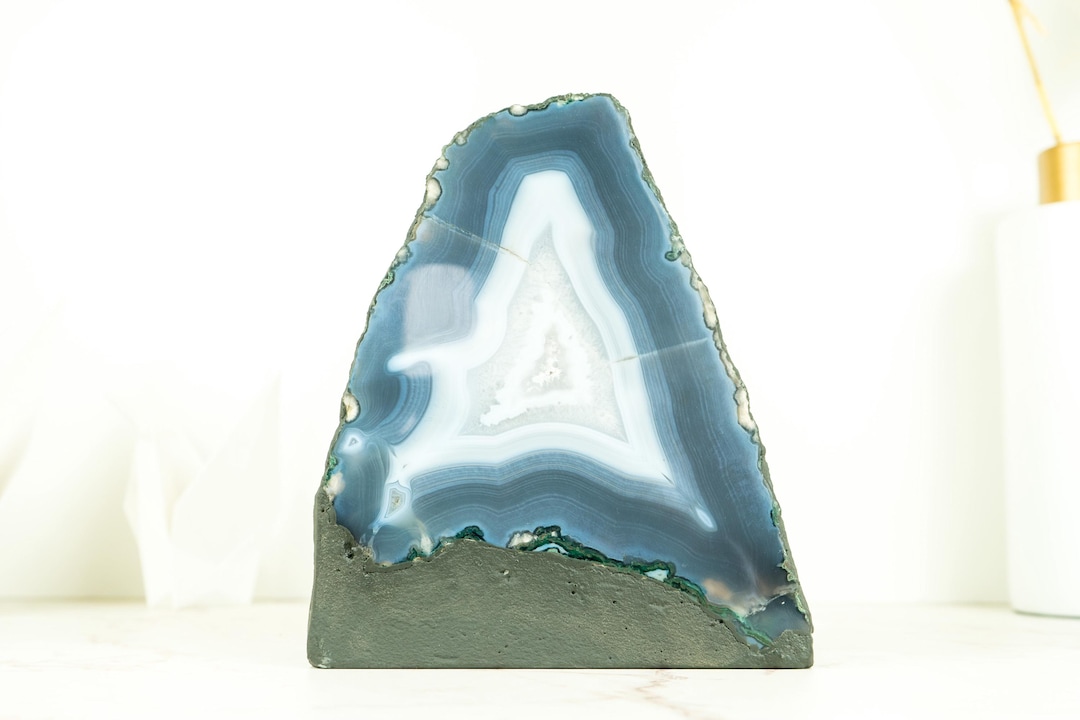 Rare Natural Blue Lace Agate Geode With Calcite Inclusions, Unique All ...