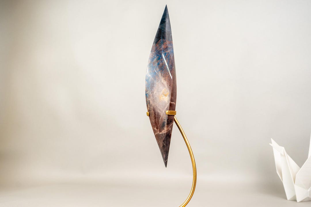 Sculptural Hand-carved Teal Blue Crystal Flame – Rare Blue Rhodonite ...