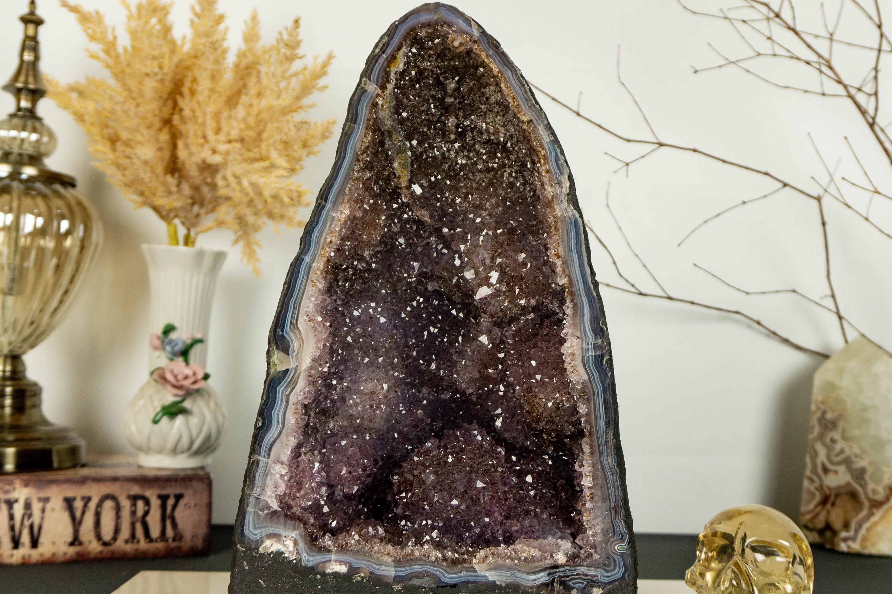 Rare Amethyst Geode with Golden Goethite Cacoxenite Druzy | Etsy