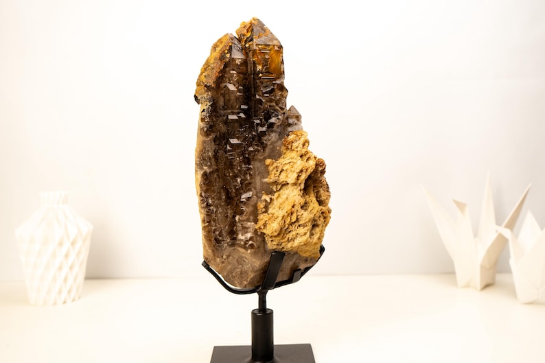 Rare Elestial Alligator Quartz Cluster on Feldspar & Quartz Matrix ...