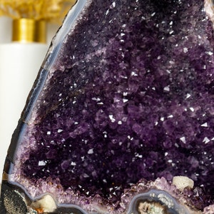 Pair of Book-matching Amethyst and Citrine Cathedral Geodes With Shiny ...