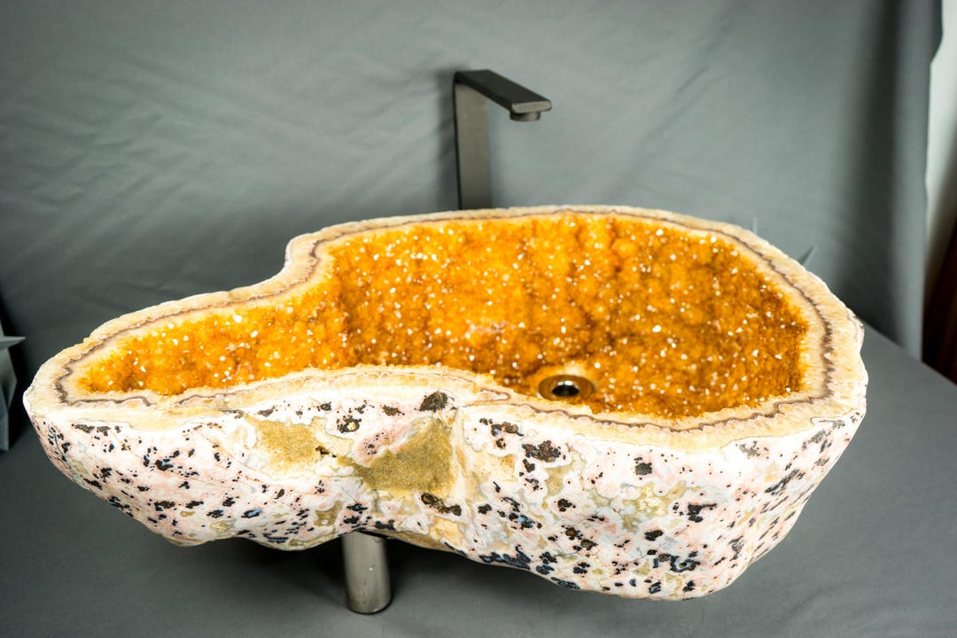 Natural Citrine Geode Sink With Druzy Crystals, Wash Basin, Luxury ...