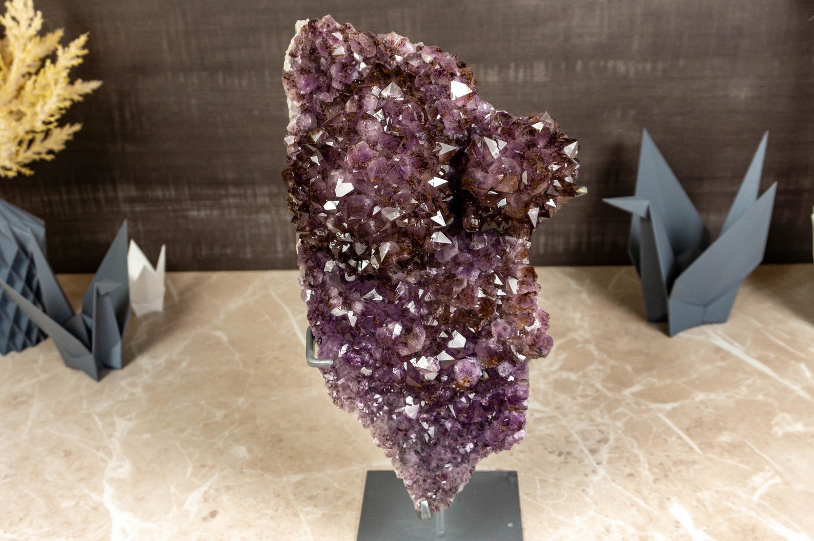 Rare Large Amethyst Flower Cluster With Golden Goethite All - Etsy